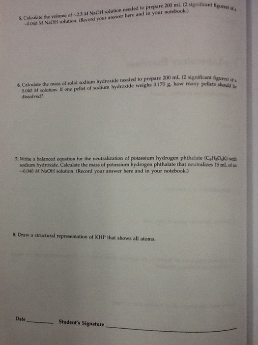 Solved Pre-Laboratory Exercises 1. Define: concentration (no | Chegg.com