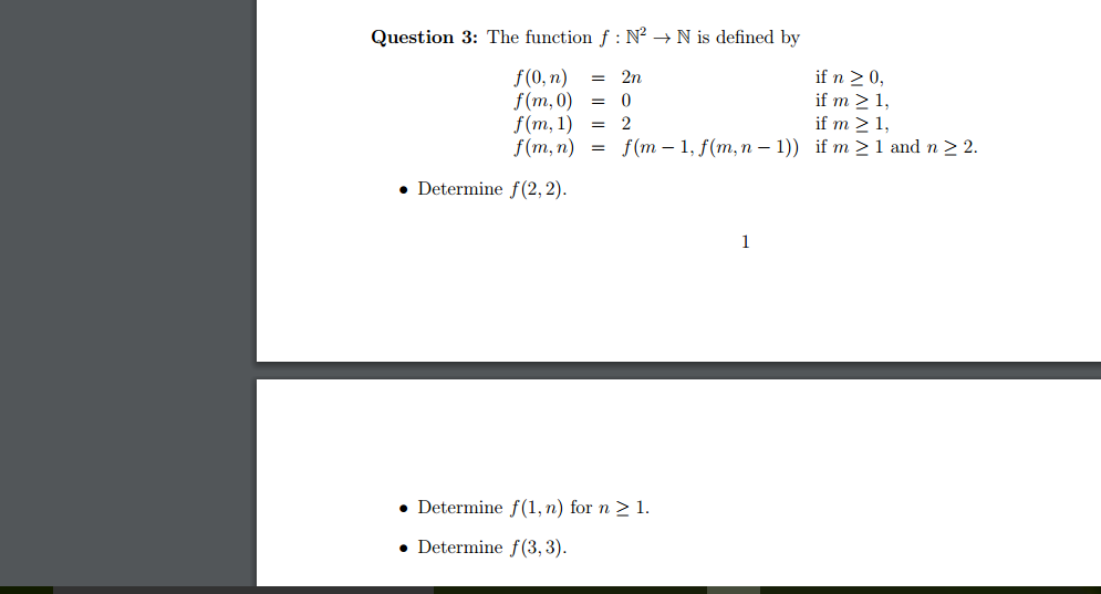 Solved The function f: N^2 rightarrow N is defined by f(0, | Chegg.com
