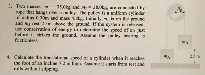 Solved Two masses, m_1 = 35.0kg and m_2 = 38.0kg, are | Chegg.com