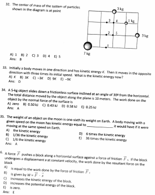 Solved 32. The center of mass of the system of particles | Chegg.com