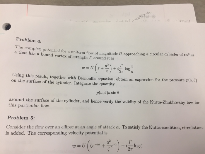 Solved The complex potential for a uniform flow of | Chegg.com
