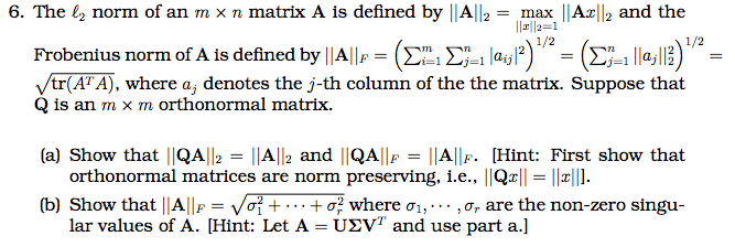 Solved The l_2 norm of an m x n matrix a is defined by | Chegg.com