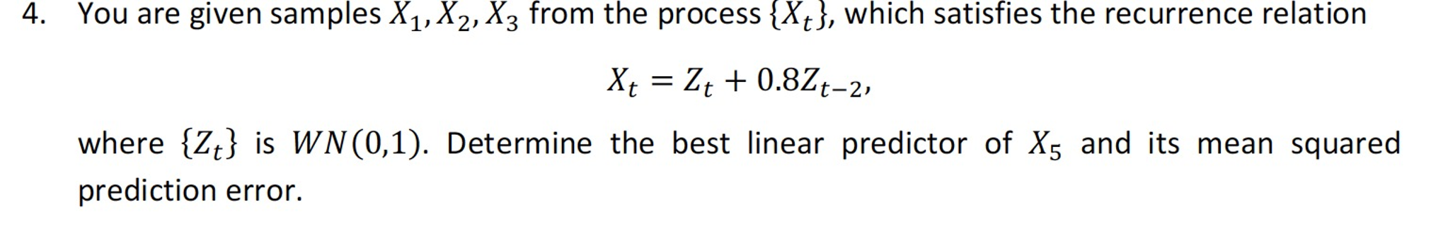 Solved determine the best linear predictor of x5 and its | Chegg.com