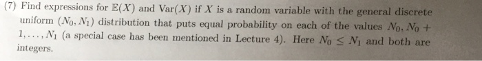 Solved Find expressions for E(X) and Var(X) if X is a random | Chegg.com