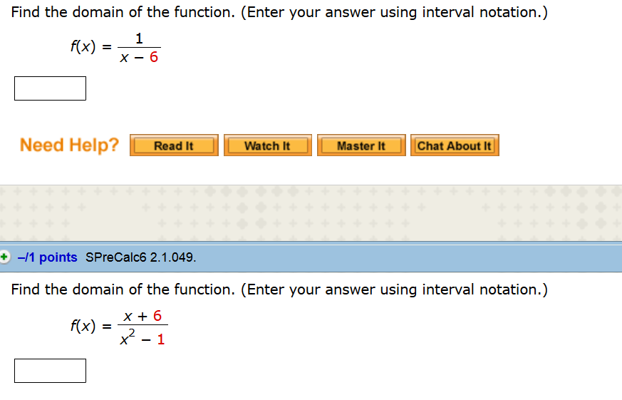 Solved Find the domain of the function. (Enter your answer | Chegg.com