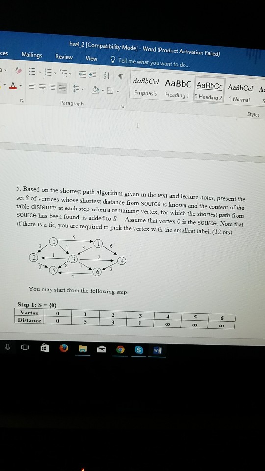 Solved Based on the shortest path algorithm given in the | Chegg.com