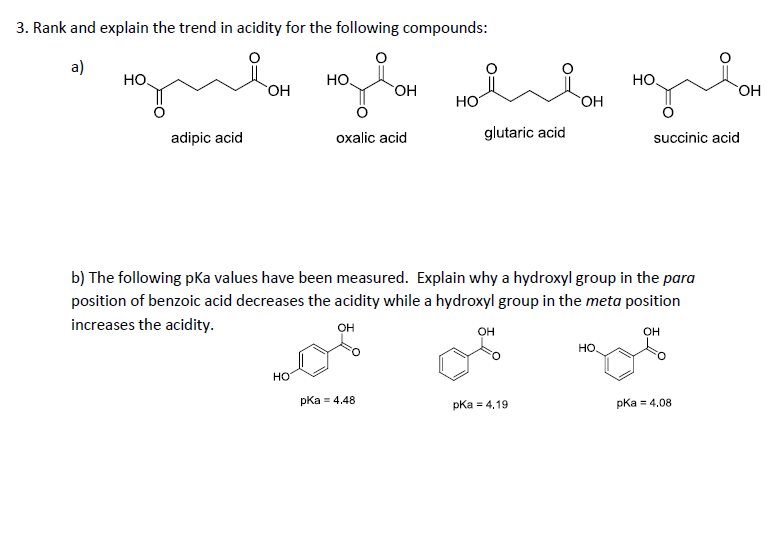 Solved Rank and explain the trend in acidity for the | Chegg.com