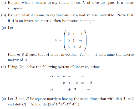 Solved (a) Explain what it means to say that a subset U of a | Chegg.com