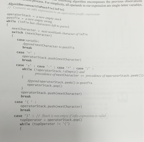 Solved Using the algorithm convertToPostfix given in photo | Chegg.com