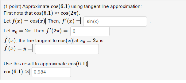 Solved Approximate cos 6.1| using tangent line | Chegg.com