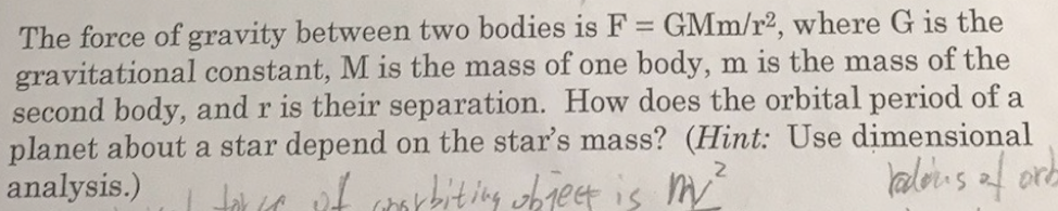 Solved The force of gravity between two bodies is F = | Chegg.com
