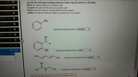 Solved I Specify the hydrogen bonding behavior of the 4 | Chegg.com