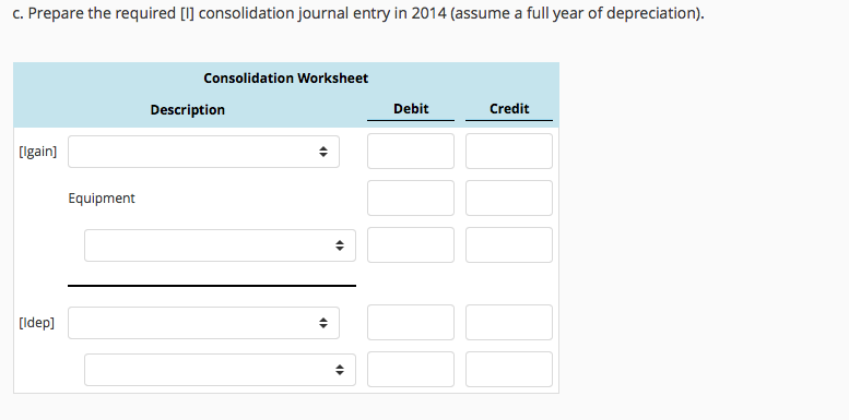 Solved Preparing the [I] consolidation journal entries for | Chegg.com