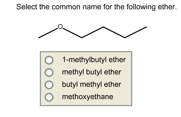 Solved Select the common name for the following ether. | Chegg.com
