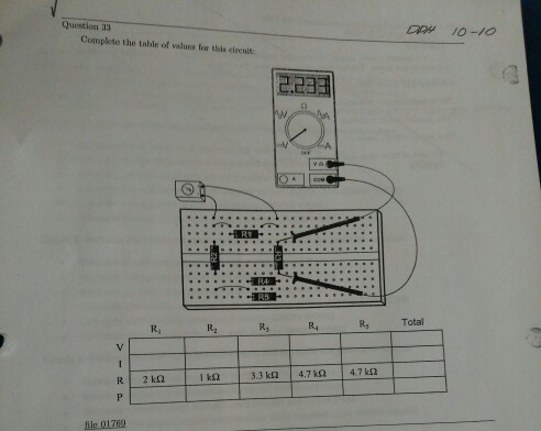 Solved Complete the table of values for this circuit: | Chegg.com