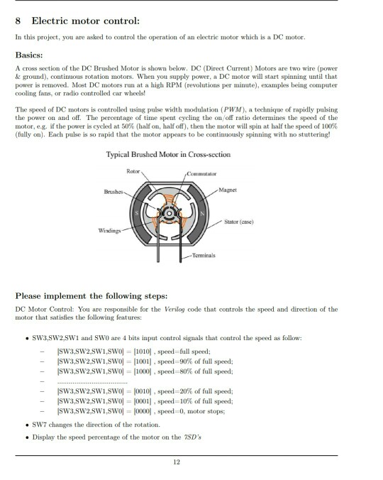 8 Electric motor control: In this project, you are | Chegg.com