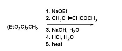 Solved (EtO2C)2CH2 1. NaOEt 2. CH3CH=CHCOCH3 3. NaOH, H2O 4. | Chegg.com