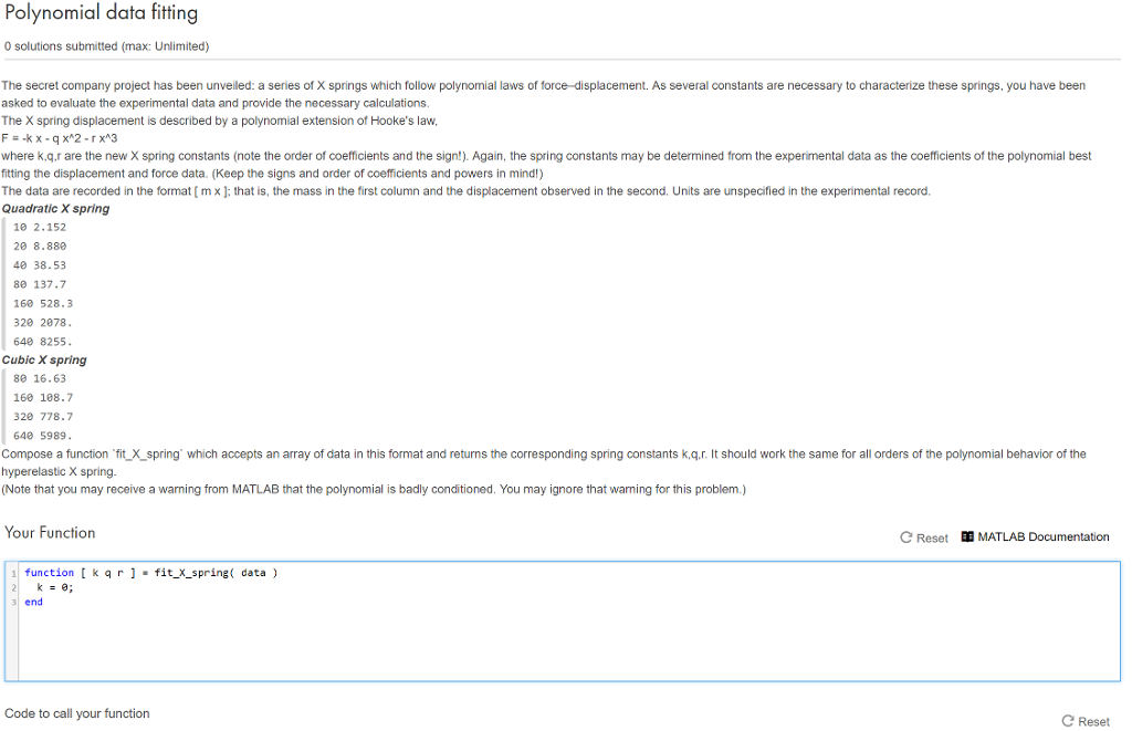 Polynomial data fitting 0 solutions submitted (max: | Chegg.com
