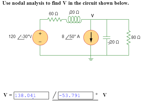 Solved AC- Nodal analysis to find node voltage. Please | Chegg.com