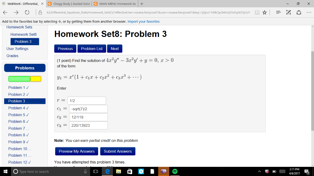 Solved Find the solution of 4x^2y" - 3x^2y' + y = 0, x > 0 | Chegg.com