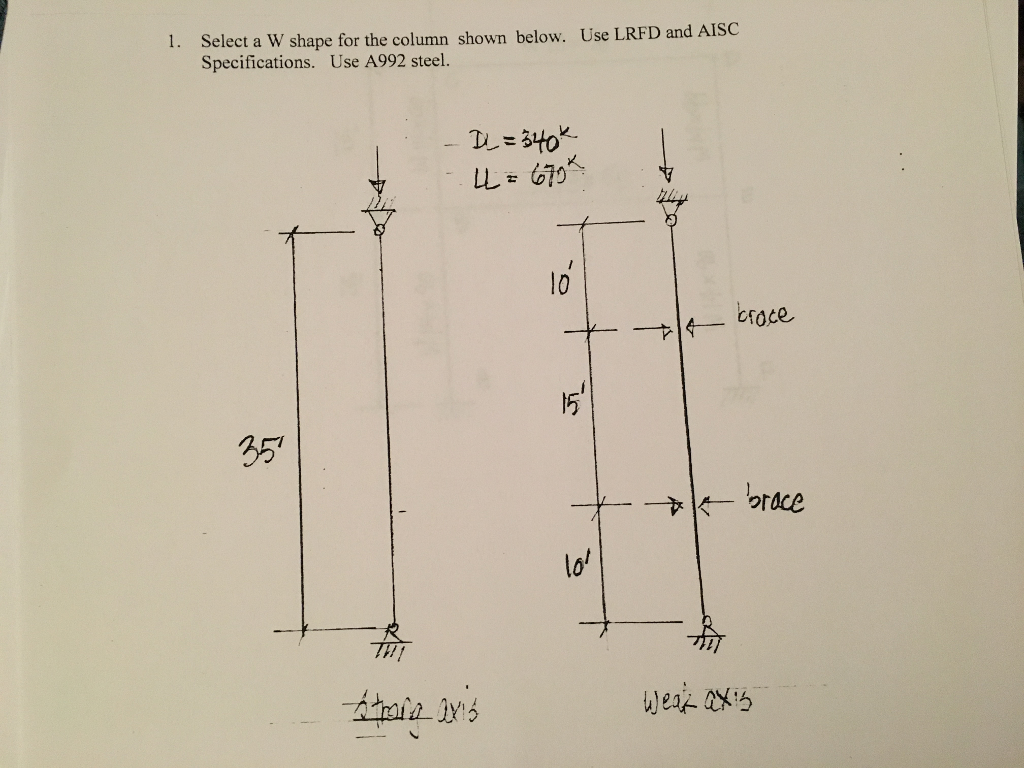 Solved Select a W shape for the column shown below. Use LRFD | Chegg.com