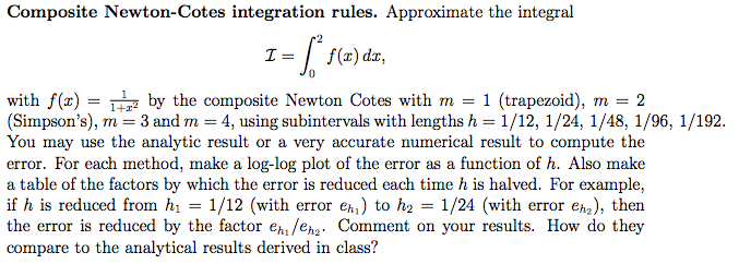 Composite Newton-Cotes integration rules. Approximate | Chegg.com
