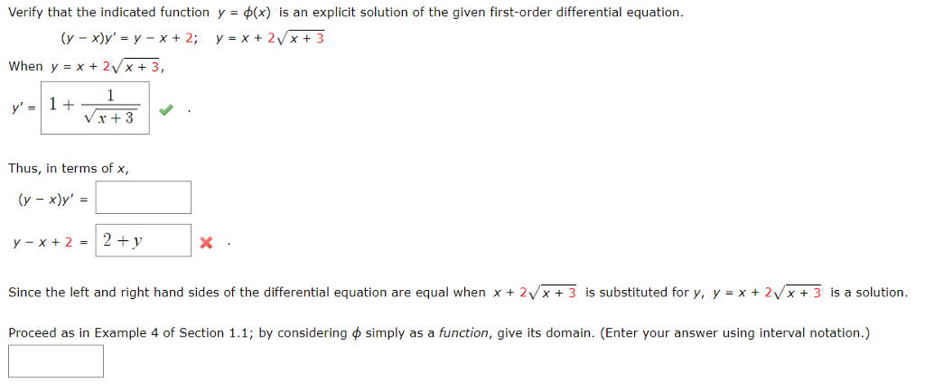 Solved Verify That The Indicated Function Y X Is An