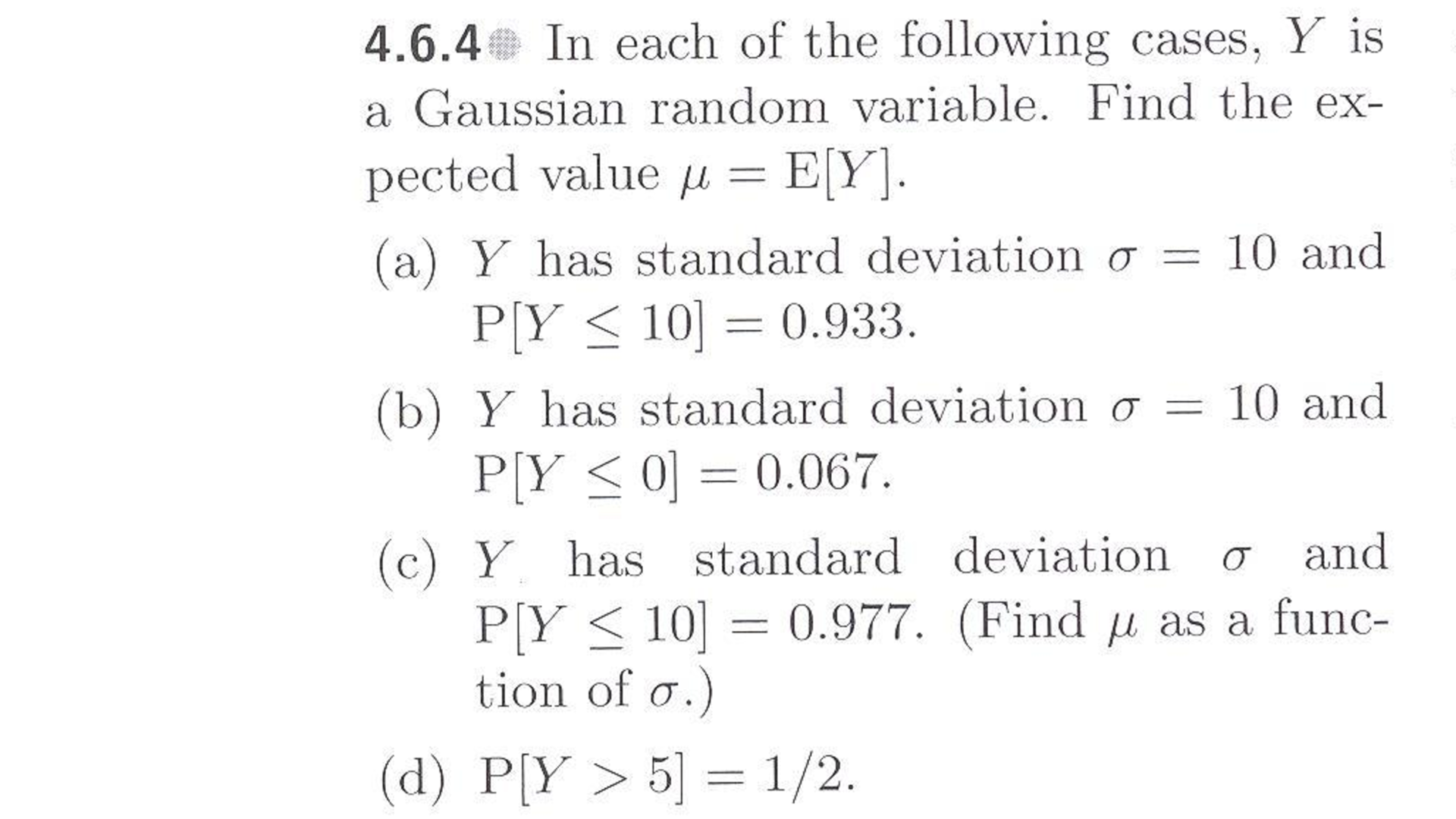 In each of the following cases, Y is a Gaussian | Chegg.com