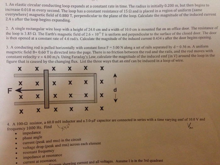 Solved An elastic circular conducting loop expands at a | Chegg.com