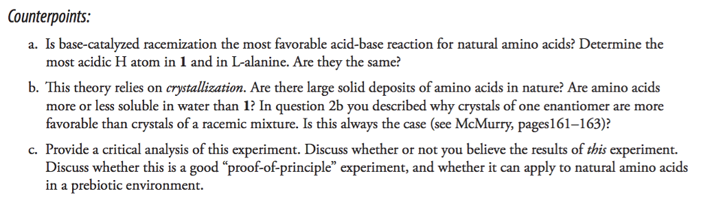 Solved Counterpoints: a. Is base-catalyzed racemization the | Chegg.com