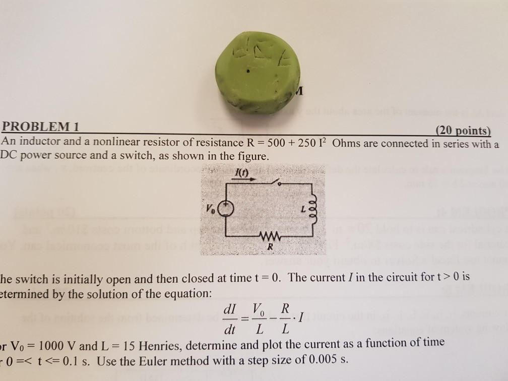 Solved PROBLEM 1 An inductor and a nonlinear resistor of | Chegg.com