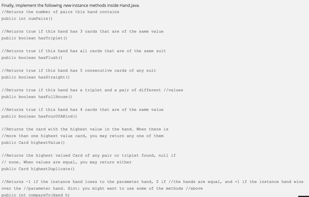 Solved Finally, implement the following new instance methods | Chegg.com