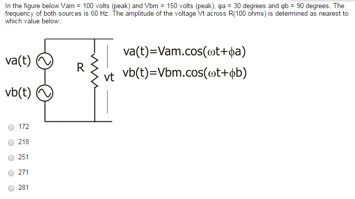 In the figure below Vam = 100 volts (peak) and Vbm = | Chegg.com