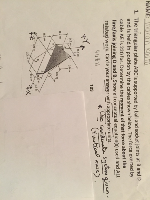 Solved The triangular plate ABC is supported by ball and | Chegg.com
