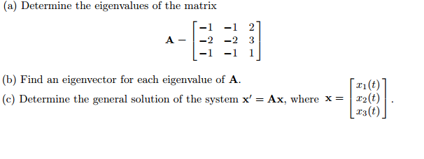 Determine the eigenvalues of the matrix Find an | Chegg.com