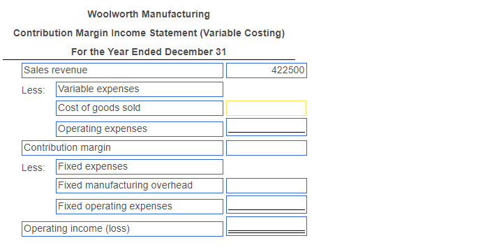 Solved Prepare a variable costing income statement for the | Chegg.com