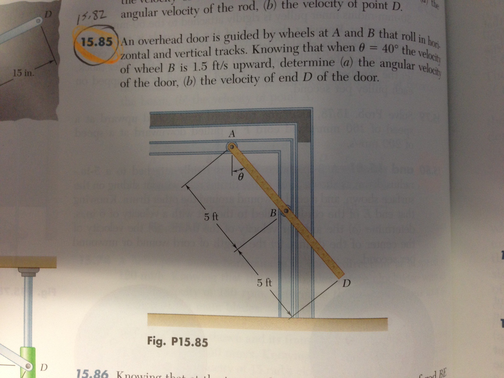 Solved An overhead door is guided by wheels at A and B that | Chegg.com