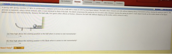 Solved A spring with spring constant 27 N/m is compressed a | Chegg.com