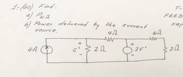 Solved Find P_4 Ohm power delivered by the current source | Chegg.com