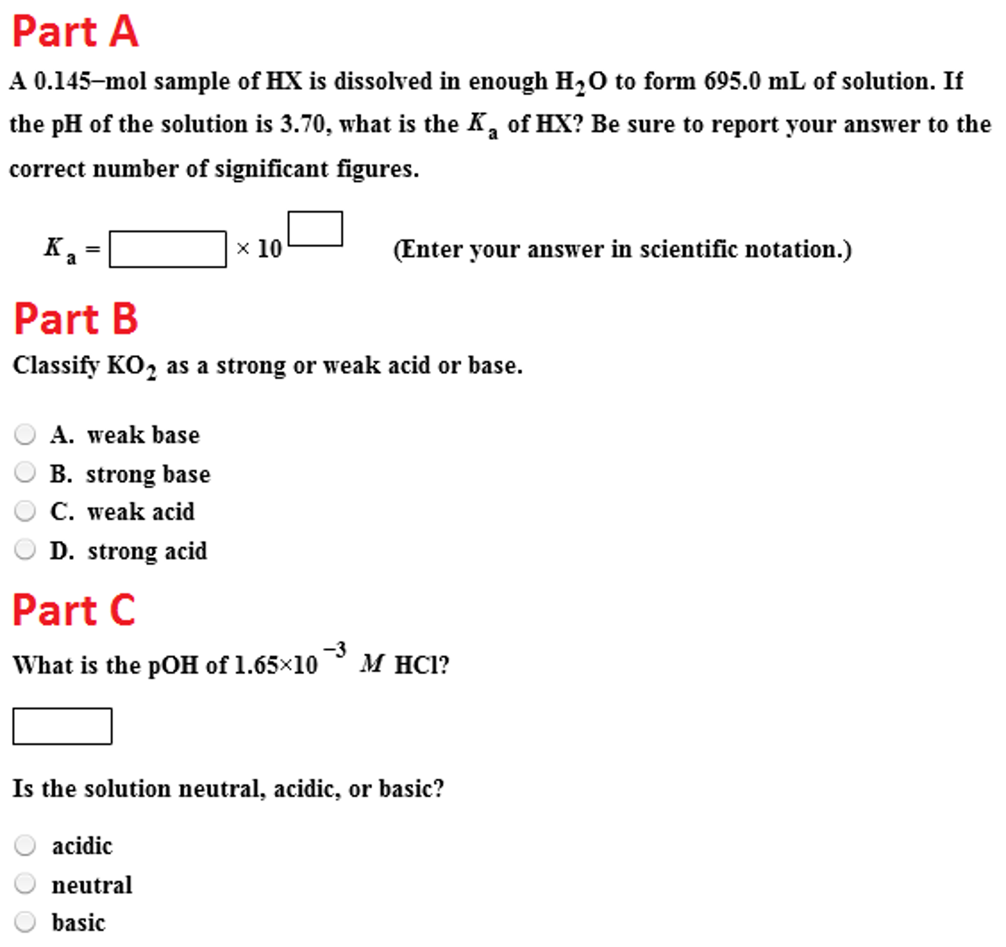 Solved A 0.145-mol sample of HX is dissolved in enough H_2O | Chegg.com