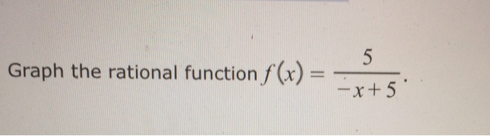 Solved Graph the rational function f(x) = 5/-x + 5. | Chegg.com