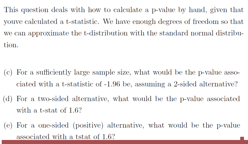 Solved This question deals with how to calculate a p-value | Chegg.com