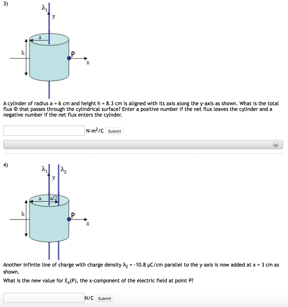 Solved An infinite line of charge with charge density ?1 = | Chegg.com