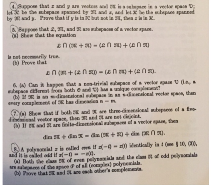 Solved Suppose that x and y are vectors and m is a subspace | Chegg.com