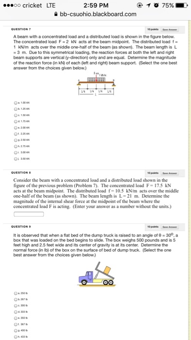 Solved A beam with a concentrated load and a distributed | Chegg.com