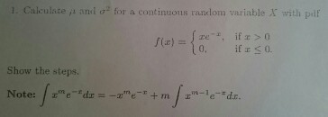 Solved Calculate mu and sigma2 for a continuous random | Chegg.com ...