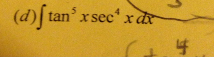 Solved Find the indefinite integral integral tan^x sec^4 x | Chegg.com