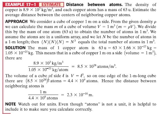 Solved EXAMPLE TE ESTIMATE? Distance between atoms. The | Chegg.com