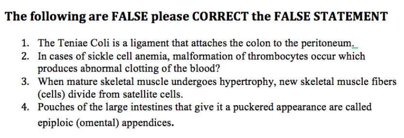 Solved PLease correct the following FALSE statements to make | Chegg.com