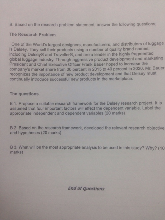 Based on the research problem statement, answer the | Chegg.com